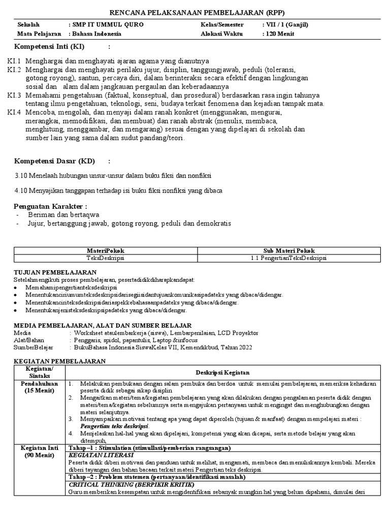 RPP Kelas 7 | PDF