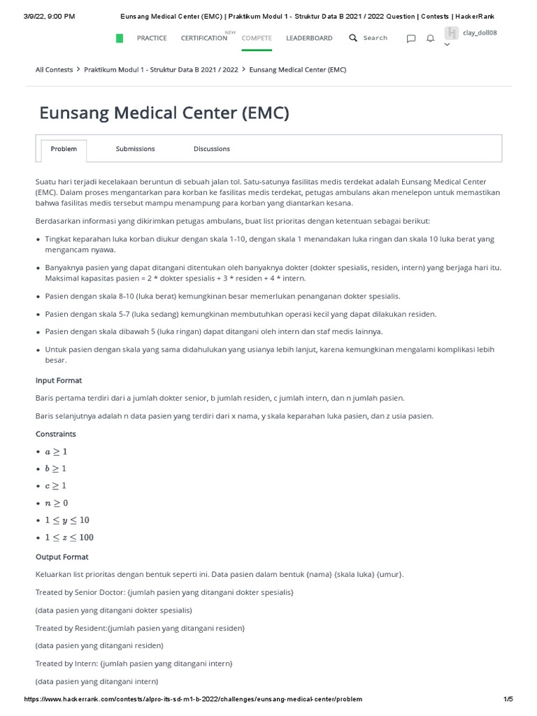 Eunsang Medical Center (EMC) - Praktikum Modul 1 - Struktur Data B 2021 ... Eunsang Medical Center (EMC) - Praktikum Modul 1 - Struktur Data B 2021 ...