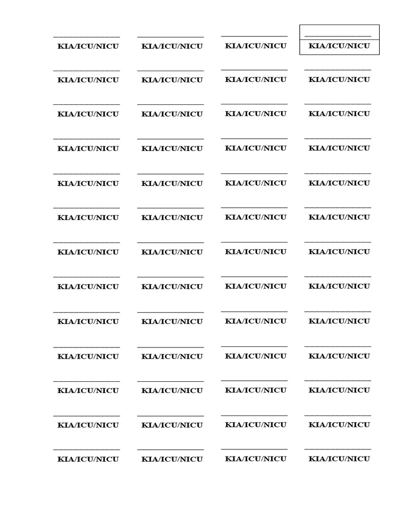 Label Kantong Plastik Icu Nicu | PDF