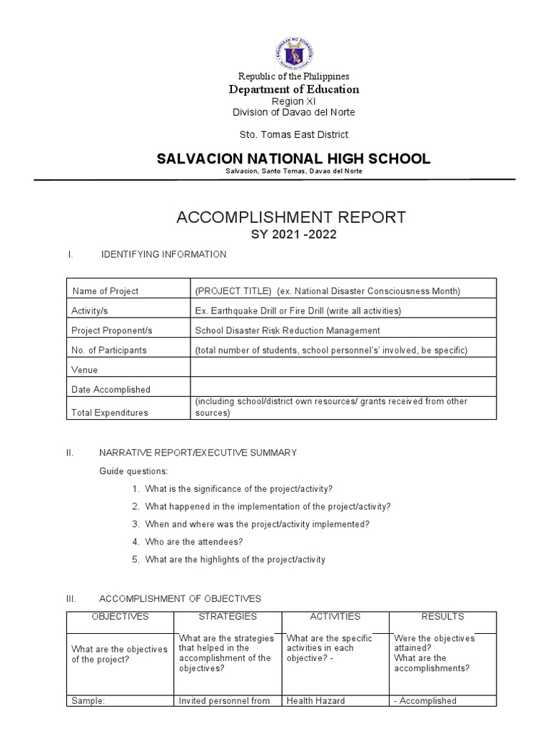 Accomplishment Report | PDF | Emergency Management