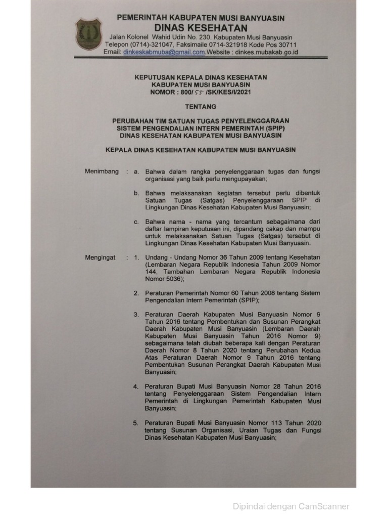 Contoh - SK SPIP 2021 | PDF