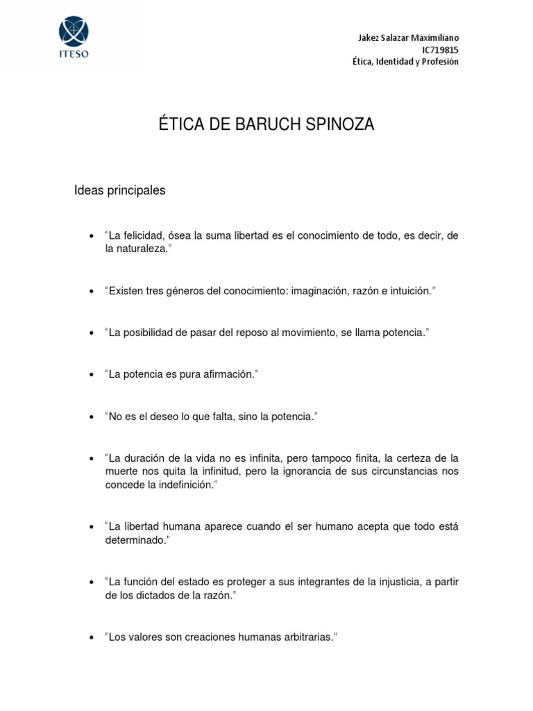 Ética de Baruch Spinoza | PDF