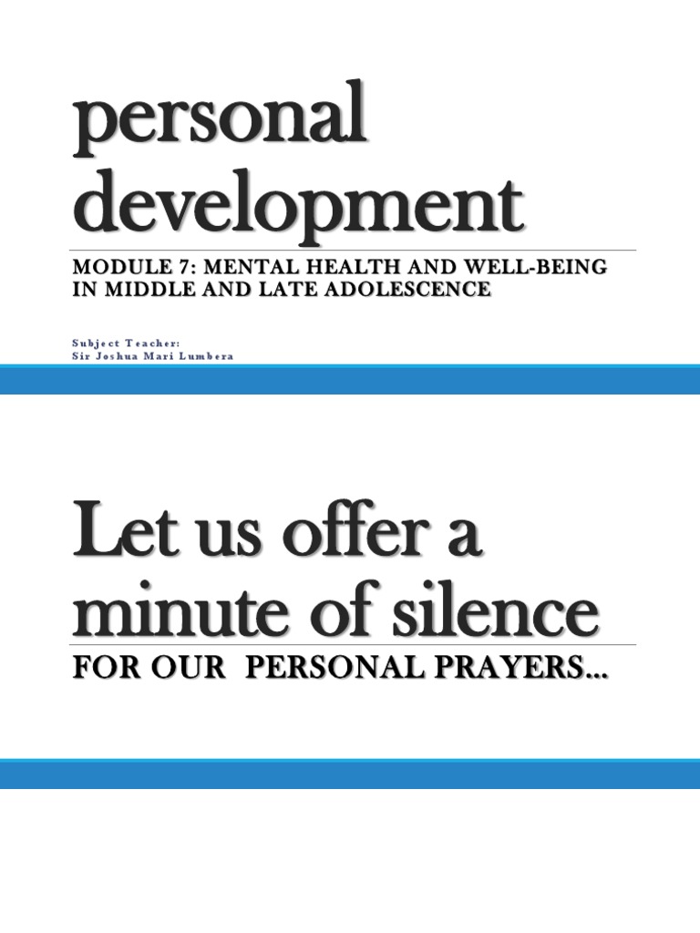 Module 7 Mental Health and Well-Being in Middle and Late Adolescence ...
