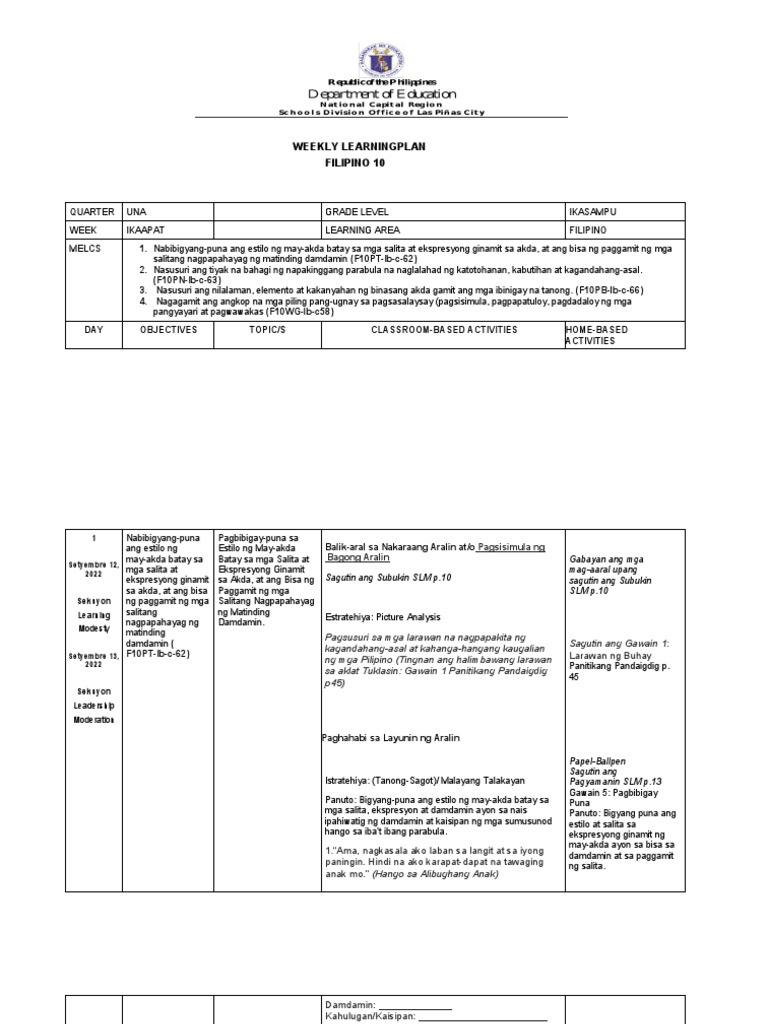 WLP WK4 Filipino10 | PDF