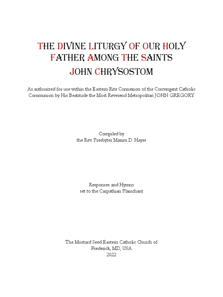 The Divine Liturgy of ST John Chrysostom | PDF | God The Father ...