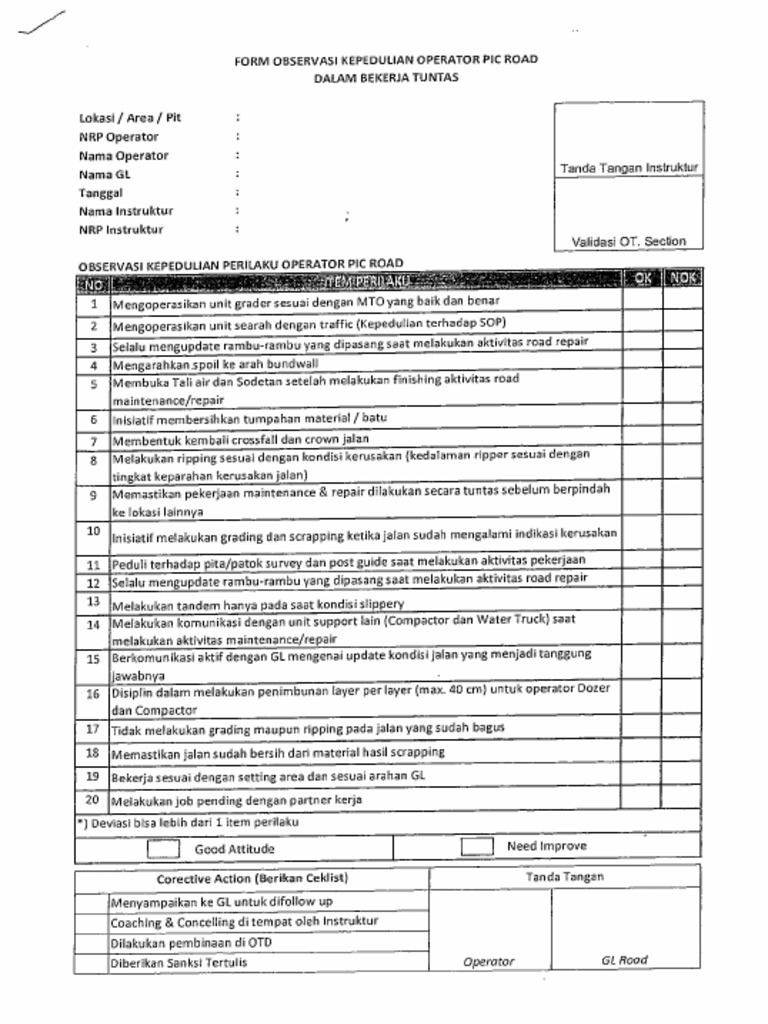 Form Observasi Bekerja Tuntas | PDF