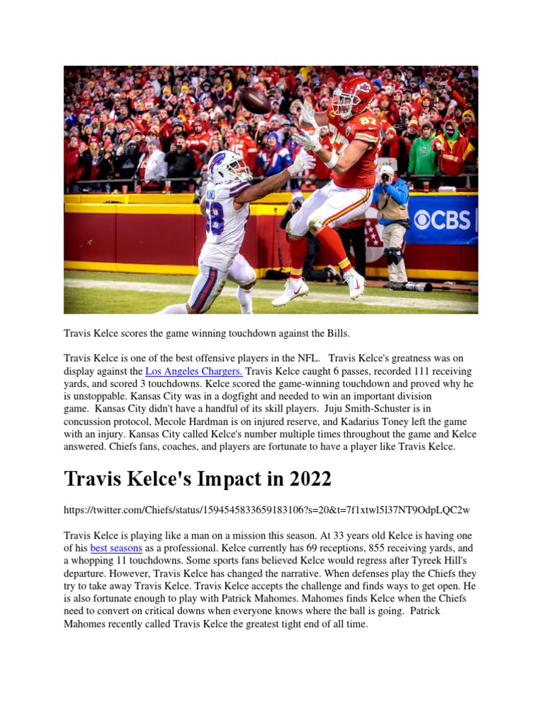 Travis Kelce Article | PDF | American Football Teams | American Football