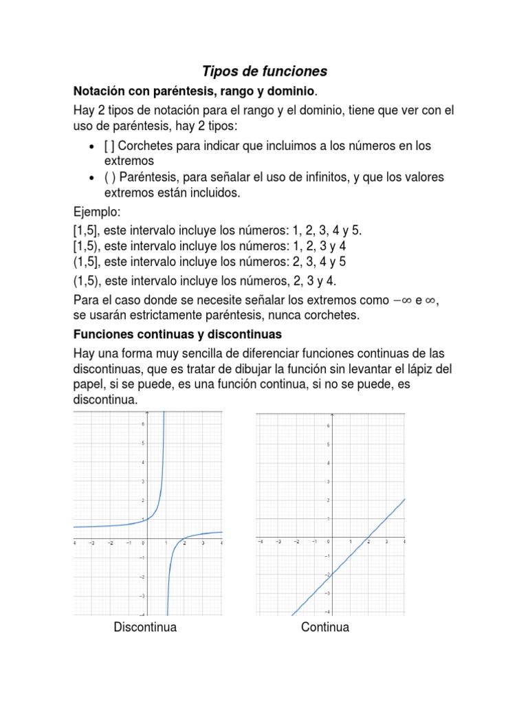 Tipos de Funciones | PDF | Asíntota | Función (Matemáticas)