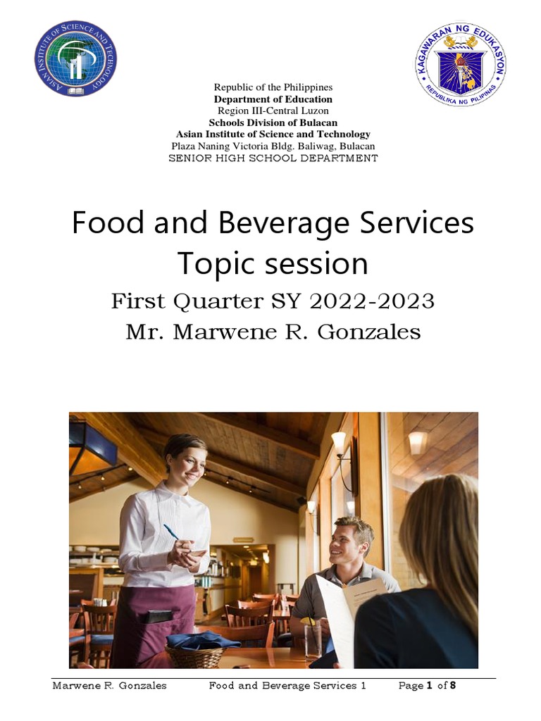 FBS WEEK 4 - Types of Menu | PDF | Meal | Menu