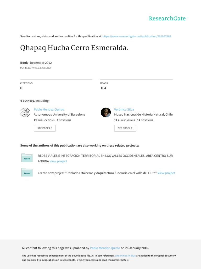 Ojeda 2012 - Catalogo Cerro Esmeralda | PDF | Imperio Inca