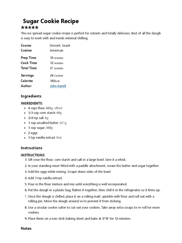 Sugar Cookie Recipe - Preppy Kitchen | PDF
