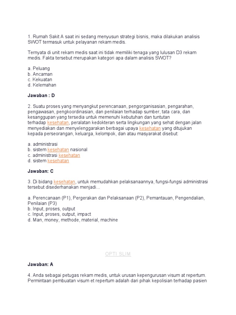 1 Soal | PDF | Kesehatan Holistik