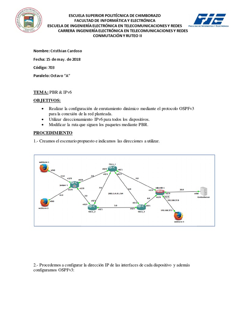 Homework-1 PBR & IPv6 | PDF | Enrutador (Computación) | Yo Pv6