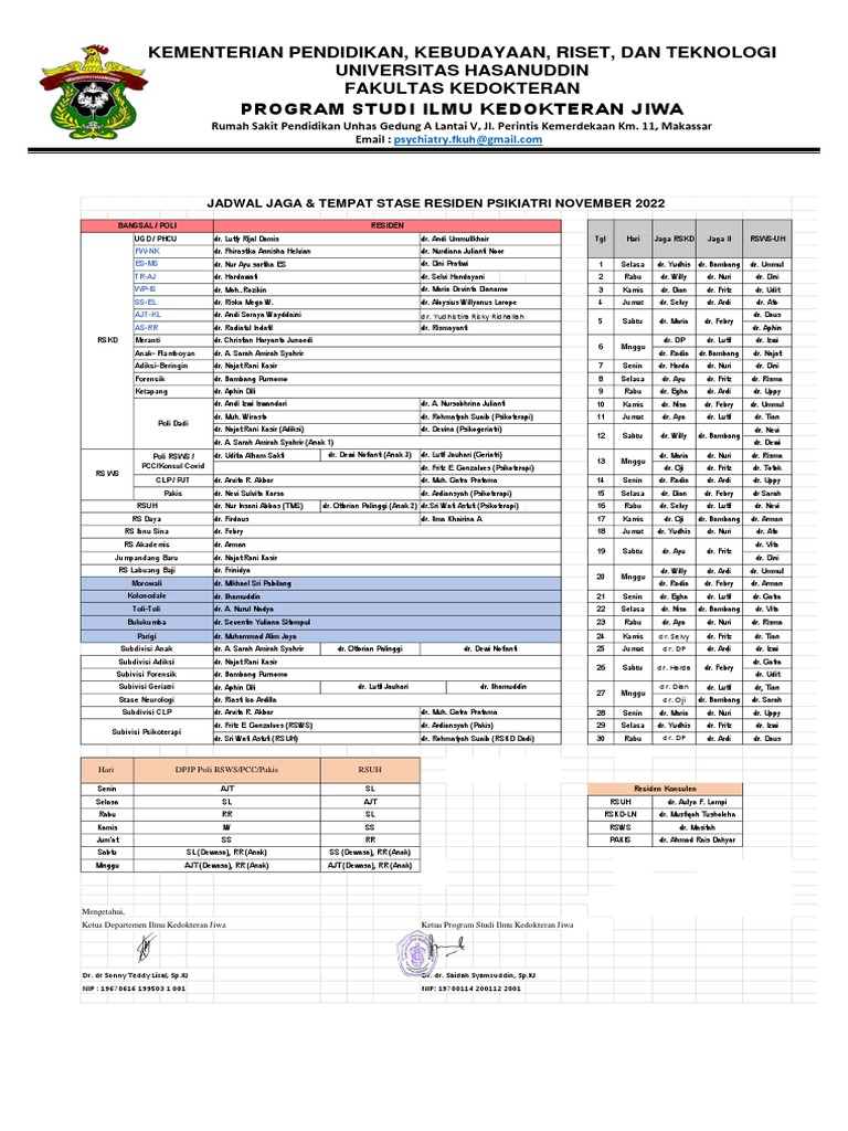 Jadwal, Stase, Jaga November 2022 | PDF