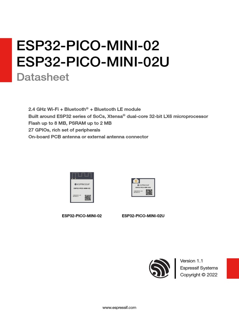 Esp32 Pico Mini 02 - Datasheet - en | PDF