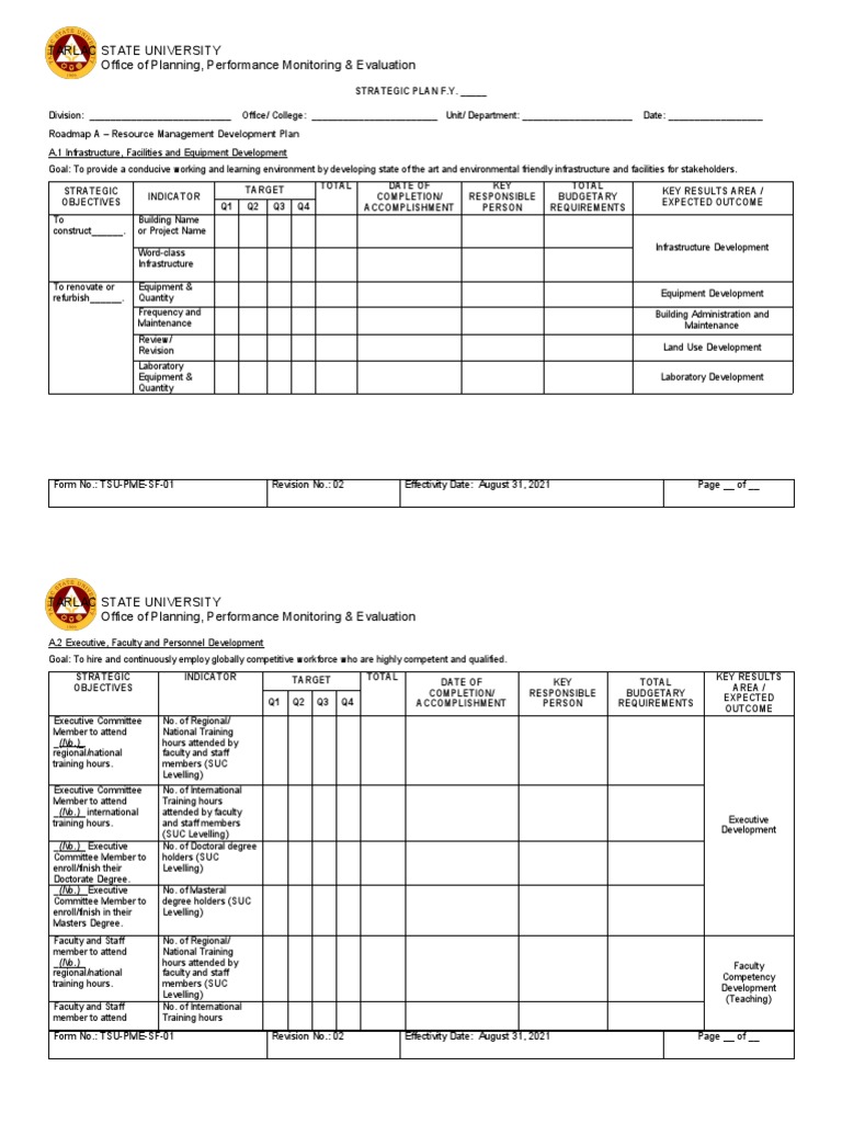 Tsu Pme SF 01 Strategic Plan | PDF