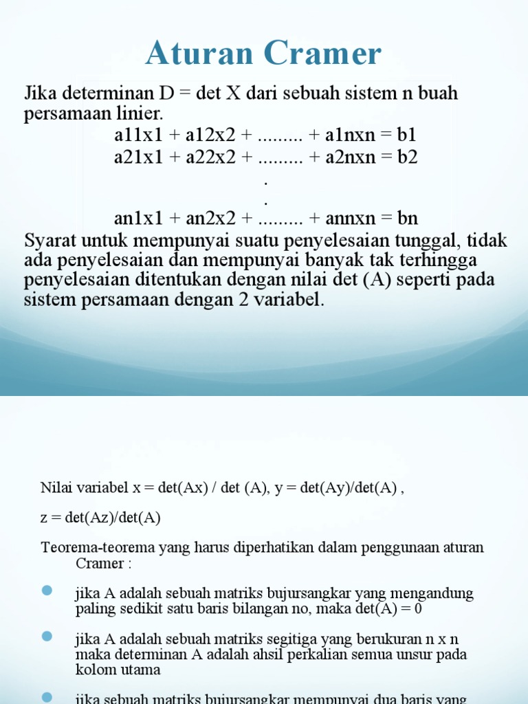 Aturan Cramer | PDF