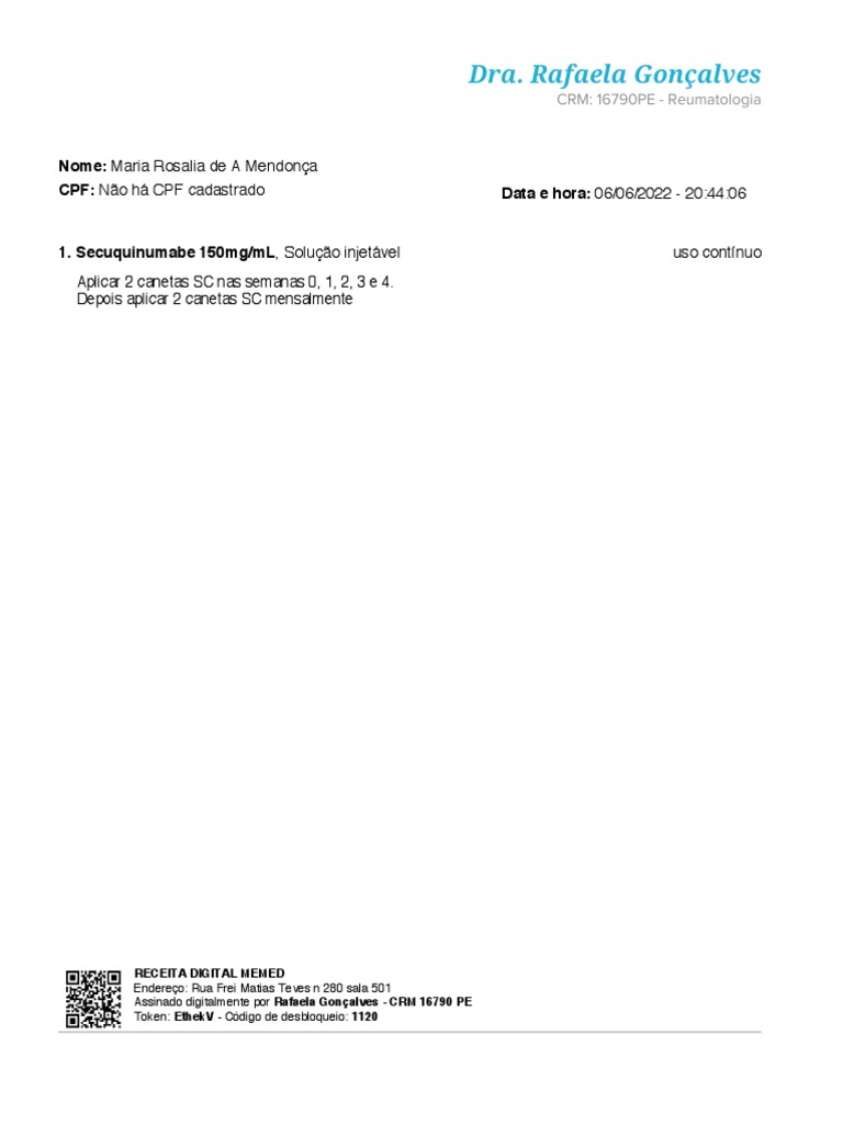 Receita Maria Rosalia Secuk | PDF | Especialidades médicas | Ciências ...