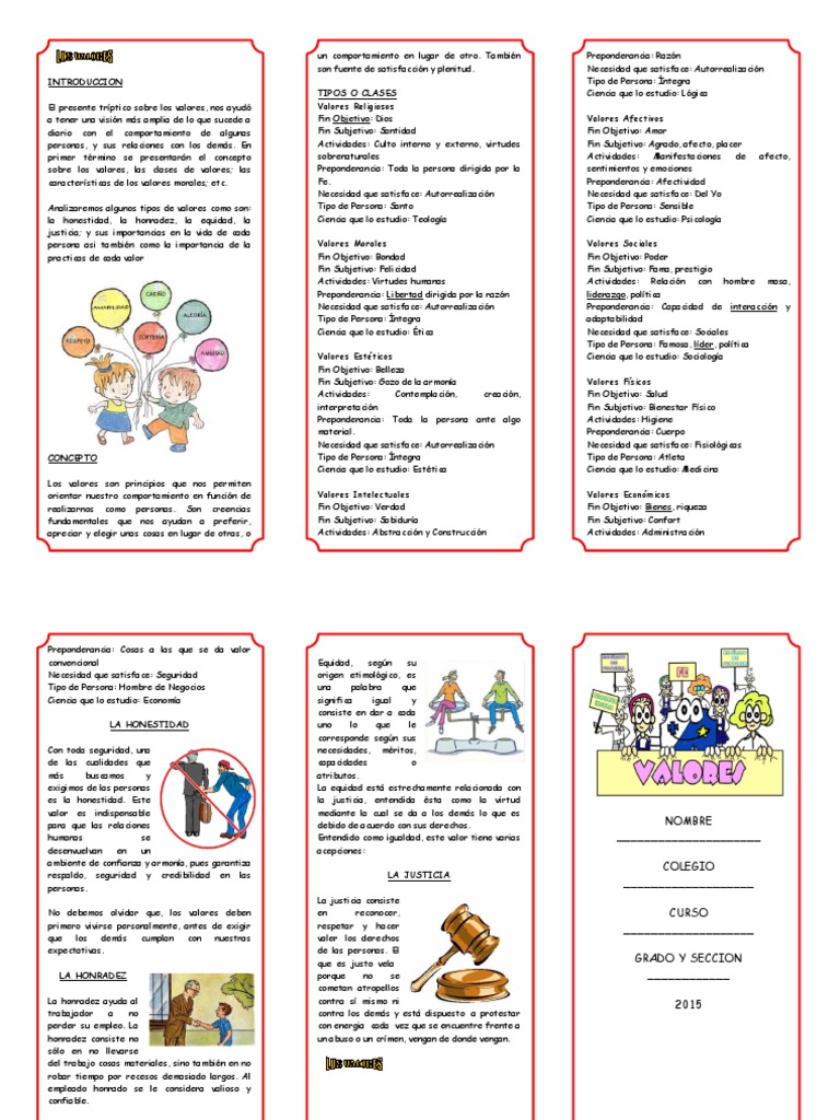Triptico de Los Valores | PDF