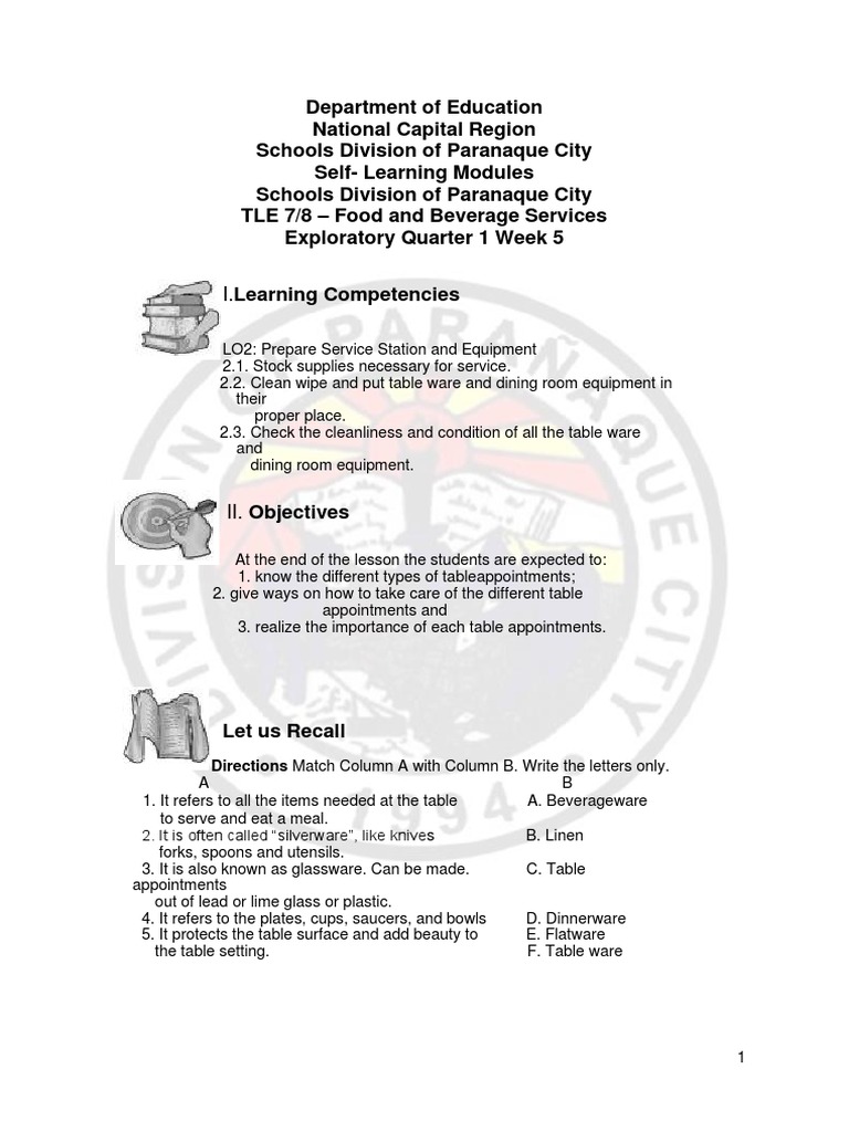 TLE 7 and 8 FBS Week5 | PDF