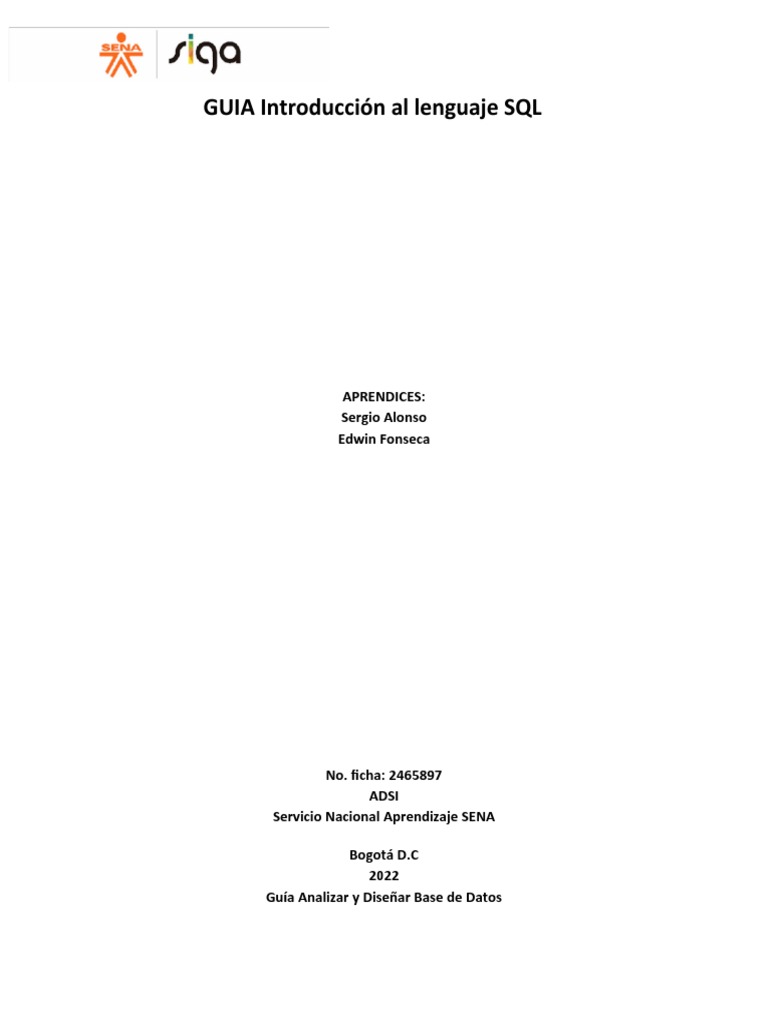 Guía Básica del Lenguaje SQL | PDF | SQL | Mi sql