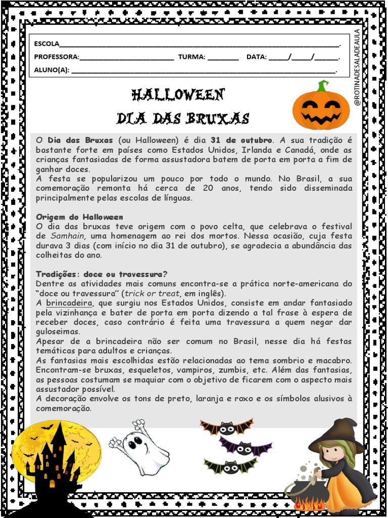 Atividades Sobre Halloween | Download grátis PDF | Dia das Bruxas