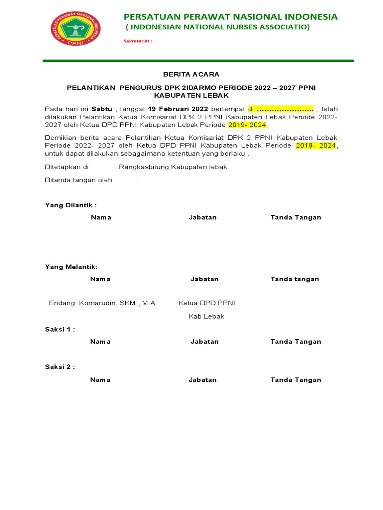 Pelantikan Pengurus PPNI Lebak | PDF