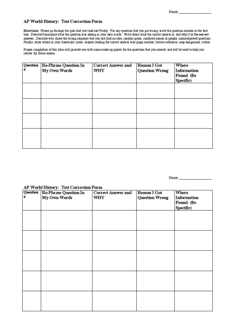 AP World History Test Correction Guide | PDF
