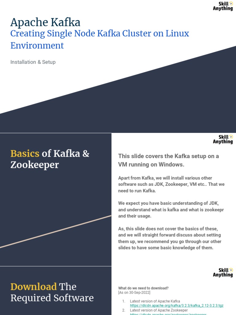 Apache Kafka Setup With Zookeeper - SkillAnything | PDF