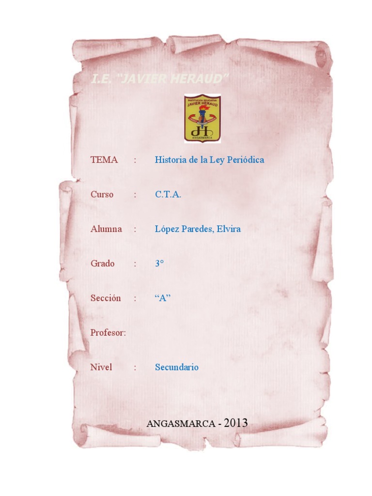 Historia de La Ley Periódica | PDF | Tabla periódica | Atómico