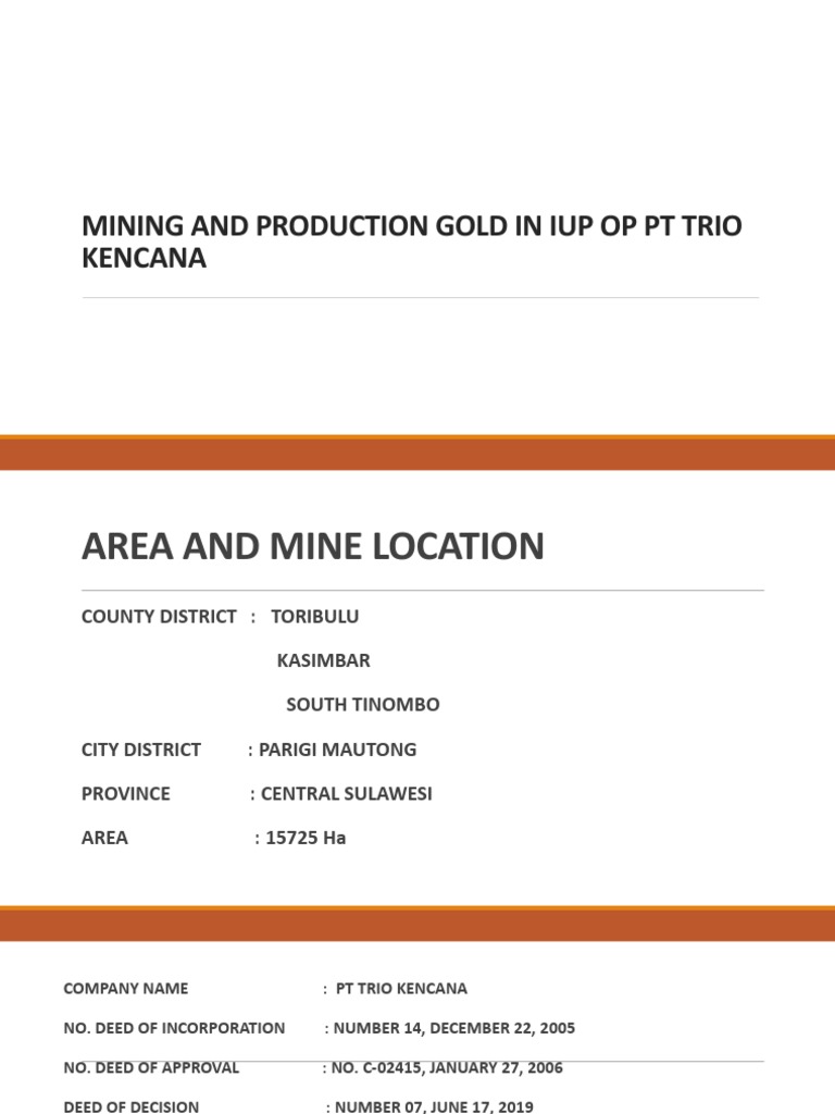 Mining and Production Gold in Iup Op PT | PDF | Gold Mining | Economies