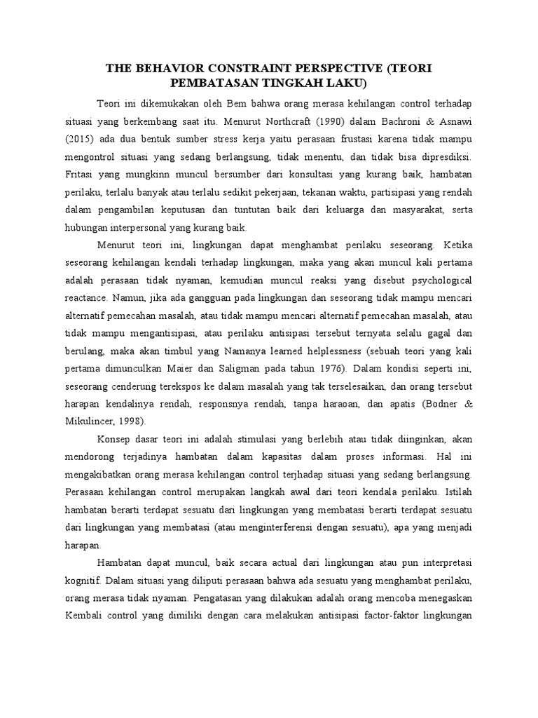 The Behavior Constraint Perspective | PDF | Pengembangan Diri