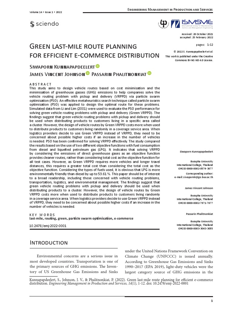 Green Last-Mile Route Planning | PDF