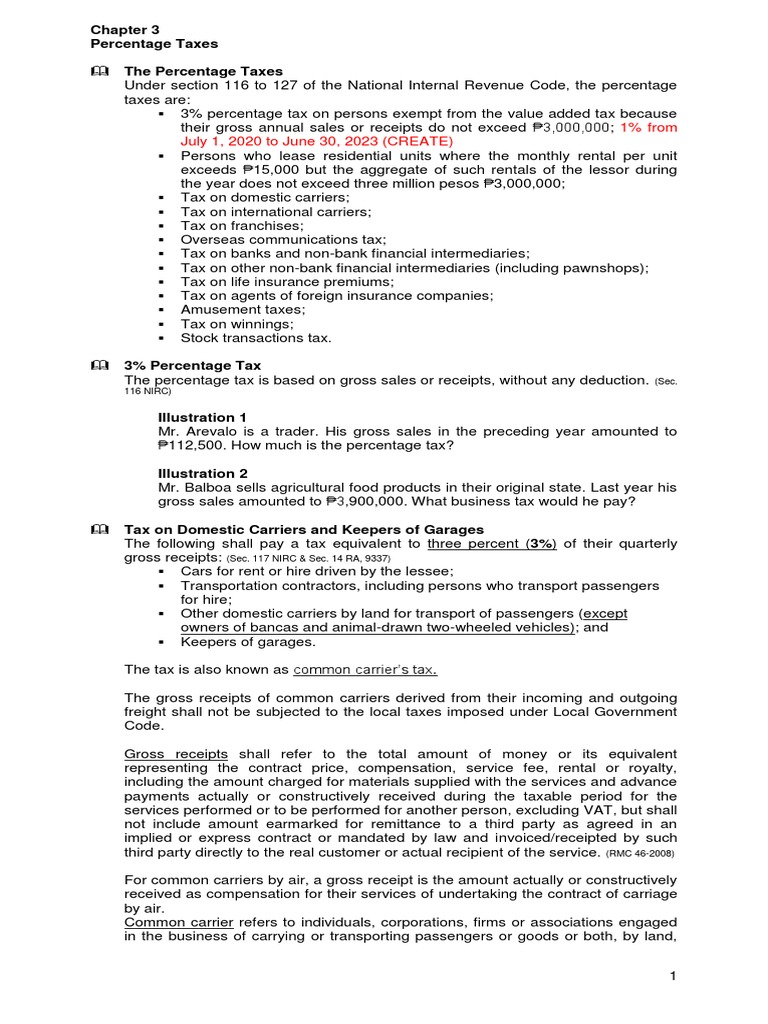 Ch03 Percentage Taxes | PDF | Business | Finance & Money Management