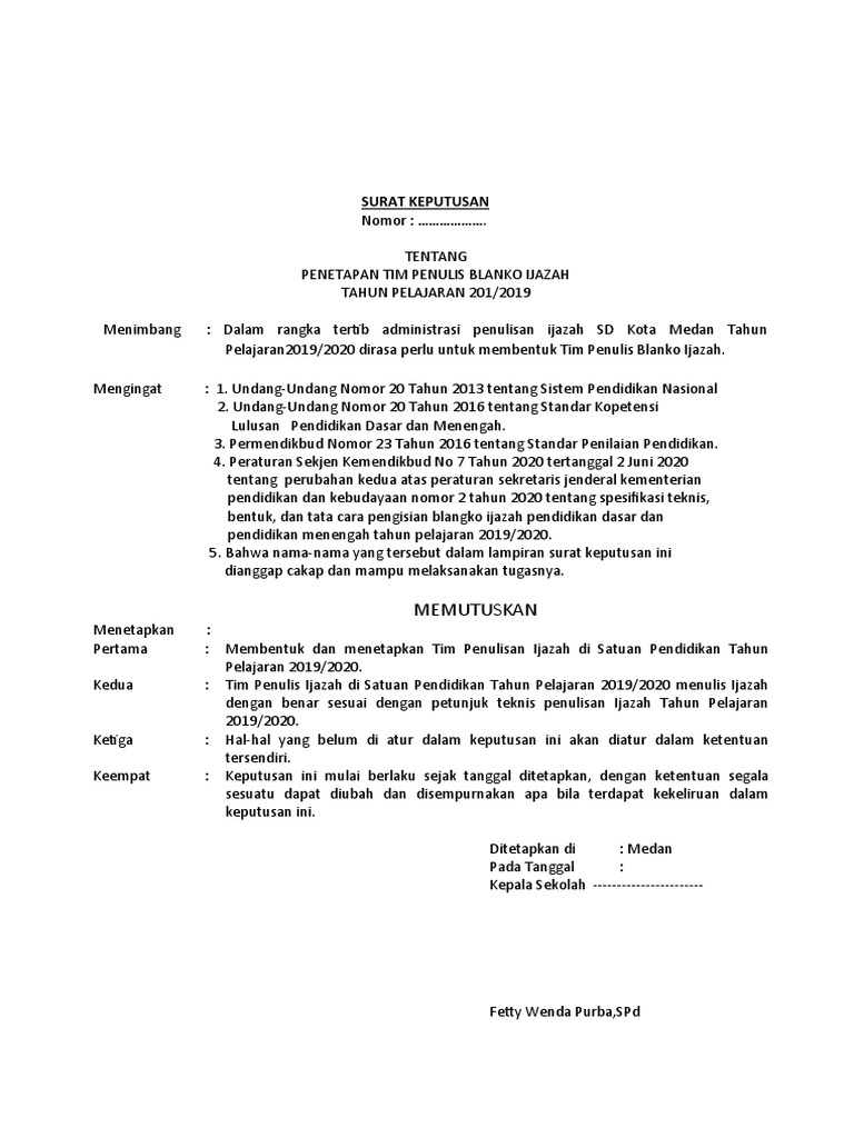 SK Tim Penulisan Ijazah | PDF