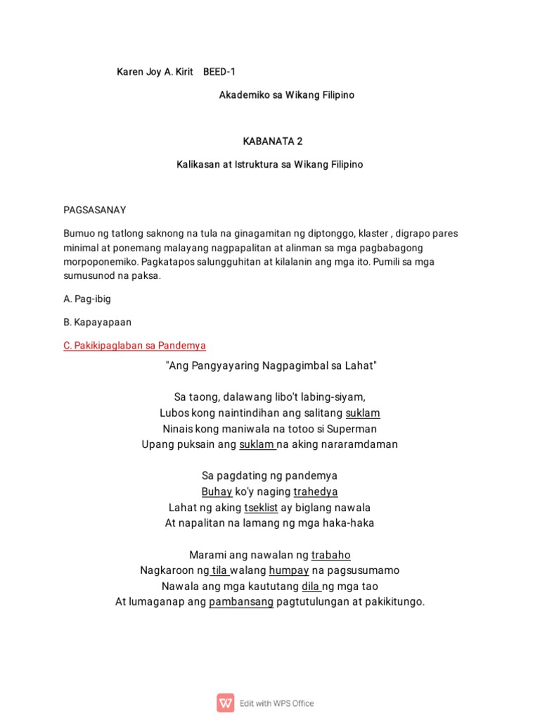 Module 2 Akademiko Sa Wikang Filipino Kabanata 2 Tasks To Do | PDF