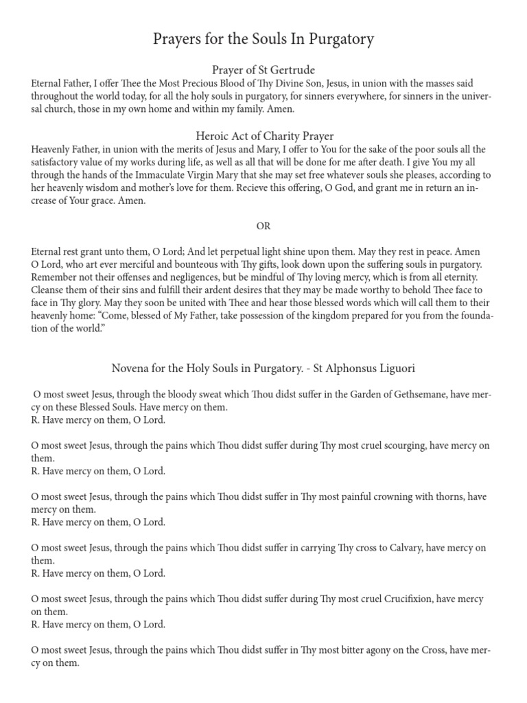 Prayers For The Souls in Purgatory: Prayer of ST Gertrude | PDF ...