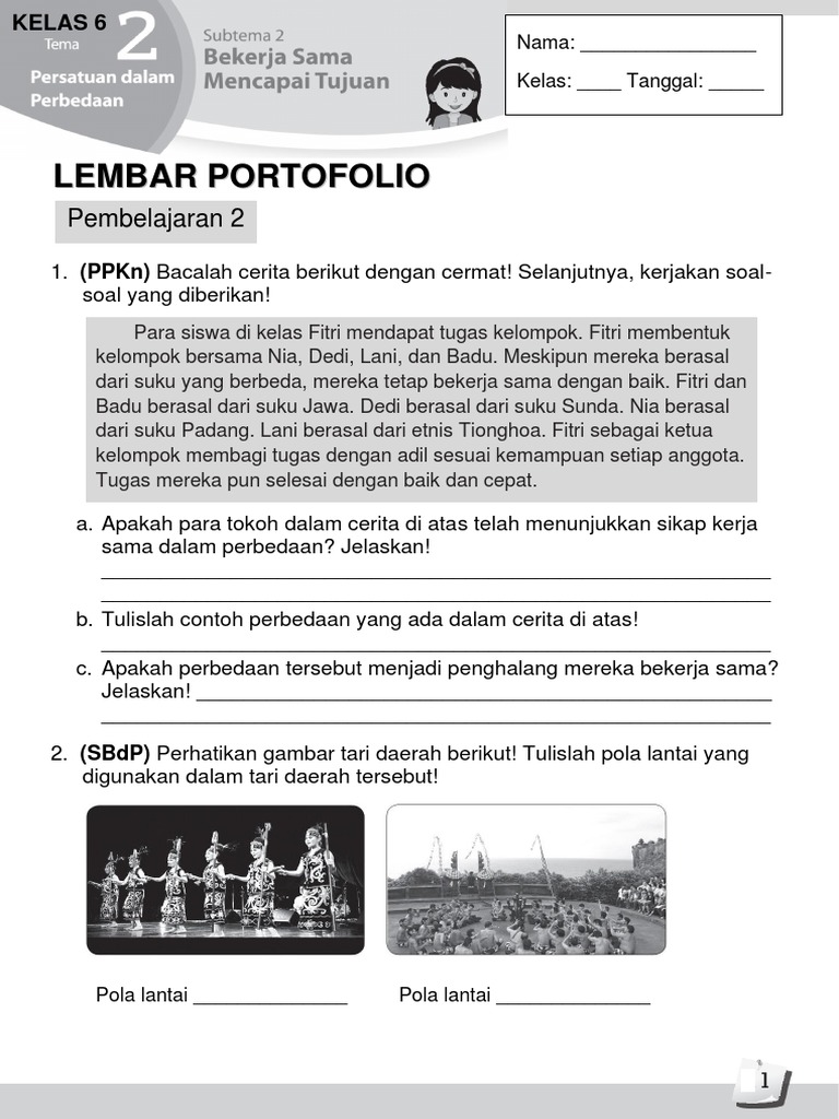 Lembar Portofolio Bupena 6a Tema 2 Sub 2 | PDF