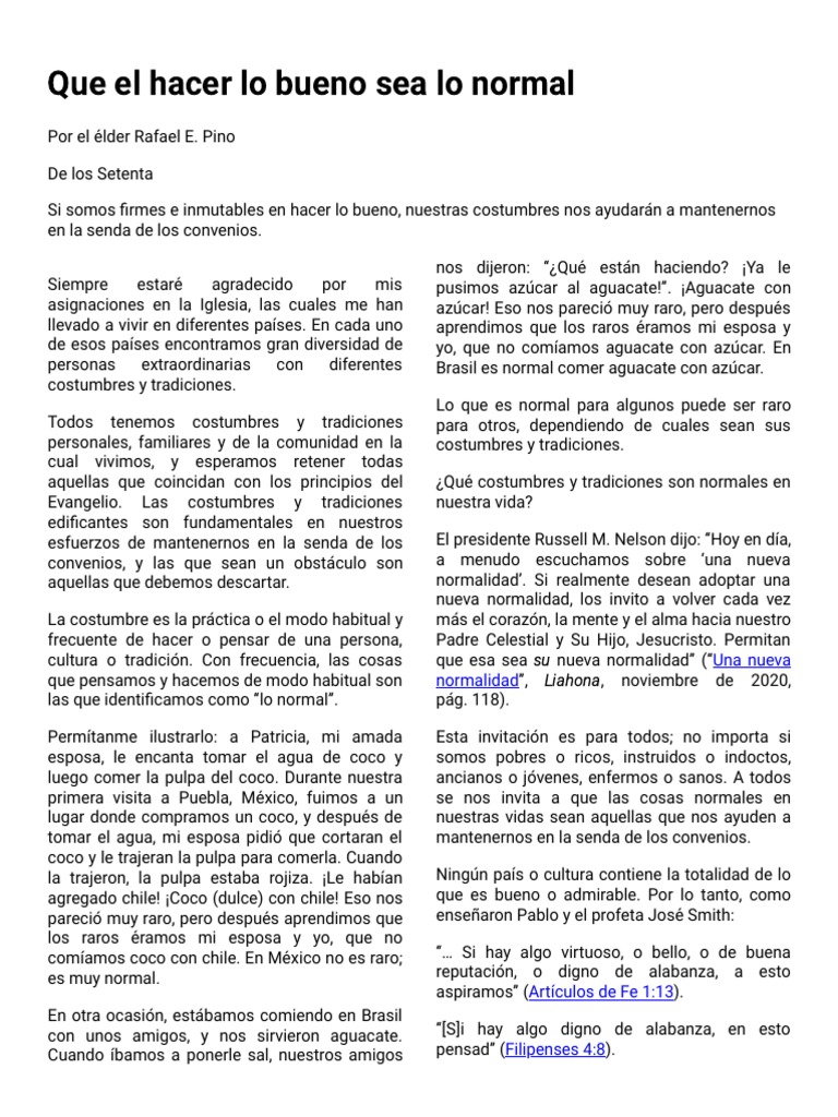Que Hacer Lo Bueno Sea Lo Normal | Descargar gratis PDF | Oración