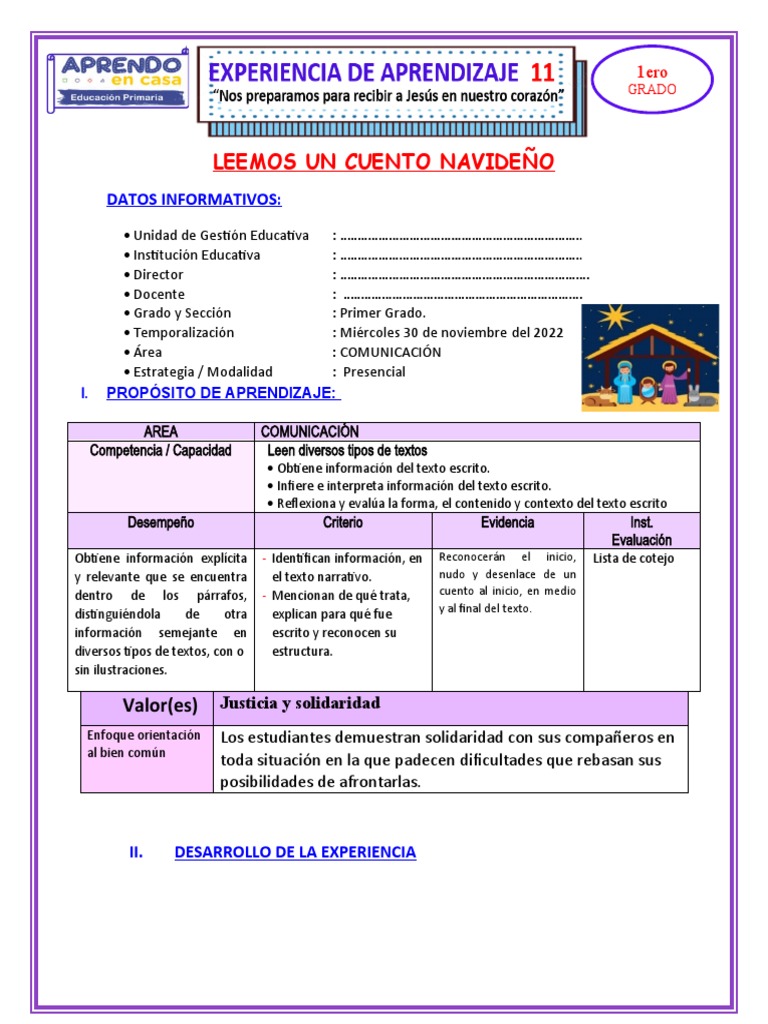 Sesión Com - Leemos Un Cuento Navideño | PDF