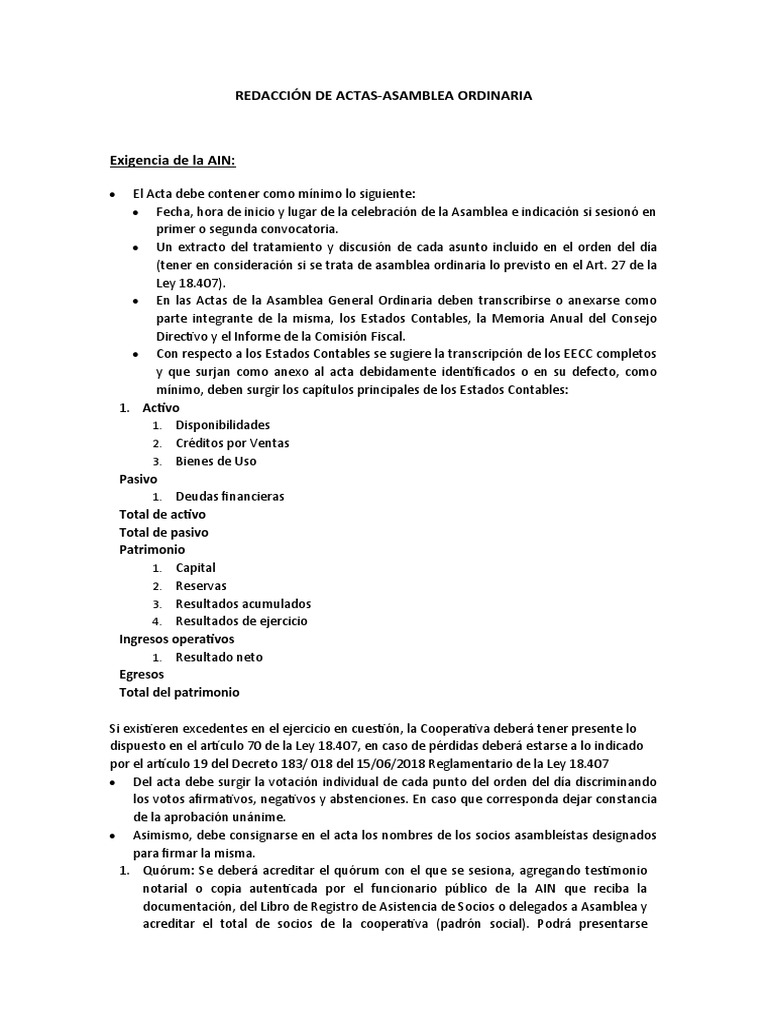 MODELO Acta Asamblea Ord y Extr | PDF | Contabilidad | Estado financiero