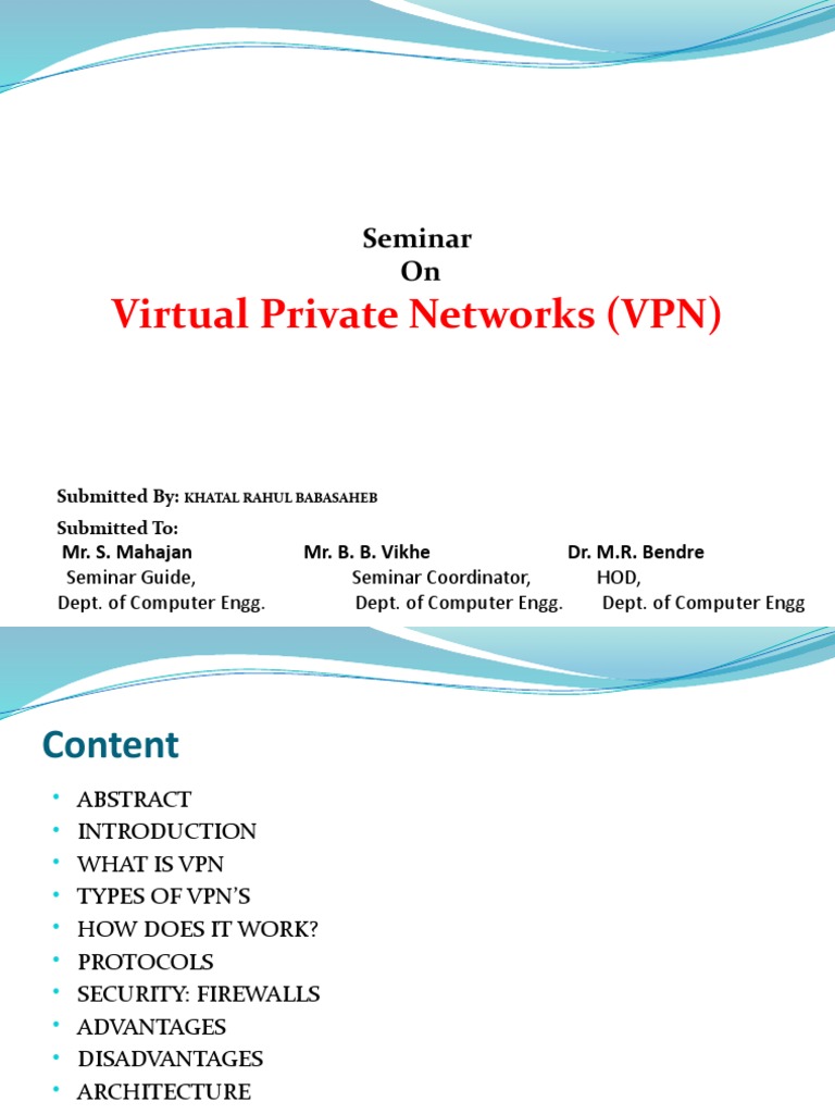Virtual Private Networks (VPN) : Seminar On | PDF | Virtual Private ...