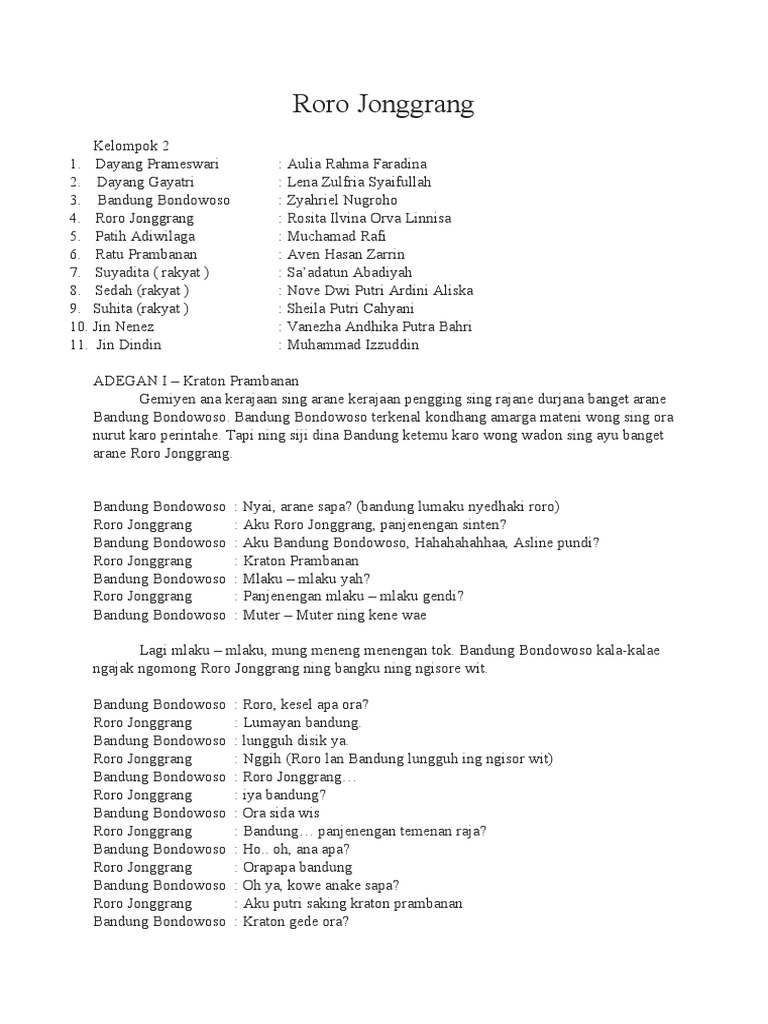 Dialog Drama Roro Jonggrang-1 | PDF