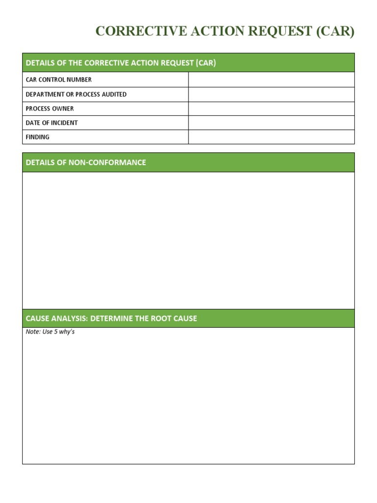 Corrective Action Request Process Guide | PDF