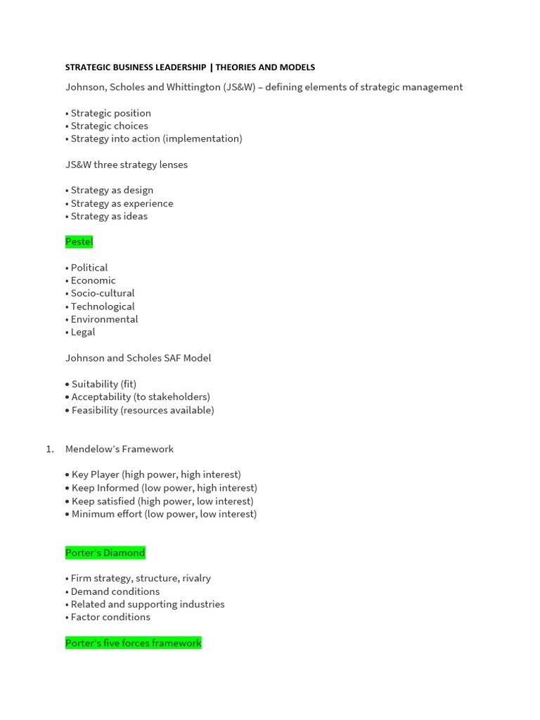 Models & Theories (Sbl-Acca) | PDF | Strategic Management | Business