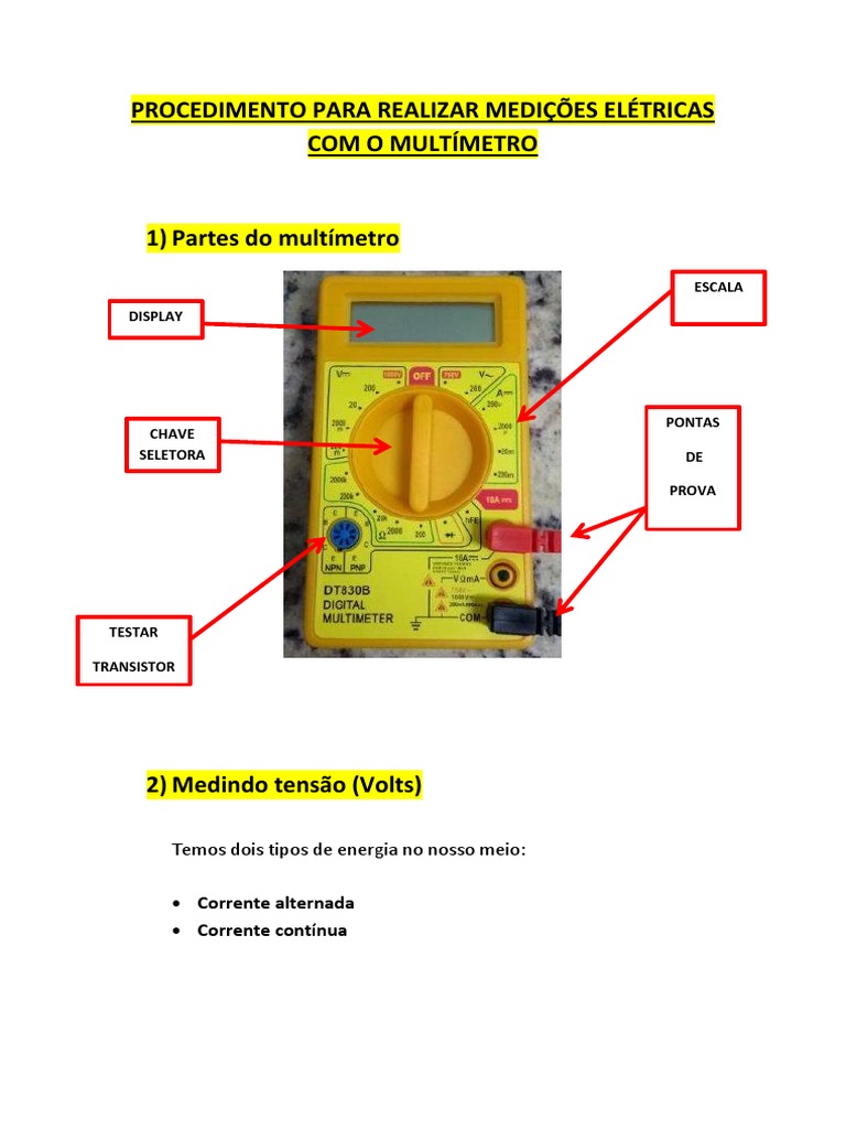 Manual Multímetro | PDF | Rede elétrica | Corrente elétrica