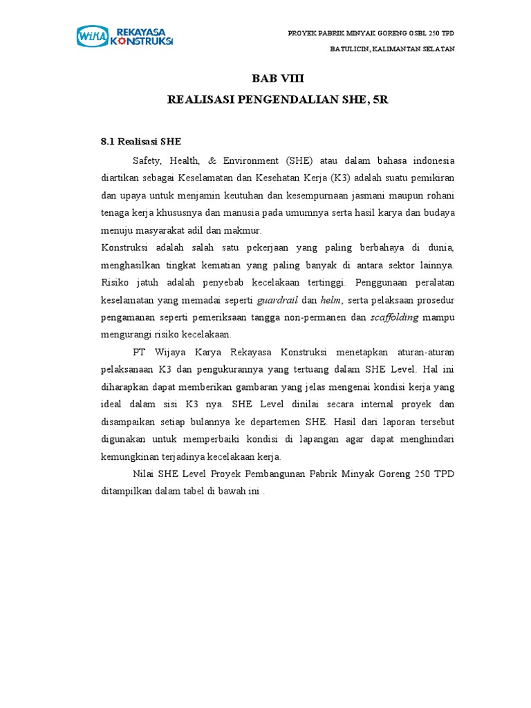 Bab Viii Realisasi Pengendalian She, 5r | PDF | Bisnis | Teknologi & Rekayasa