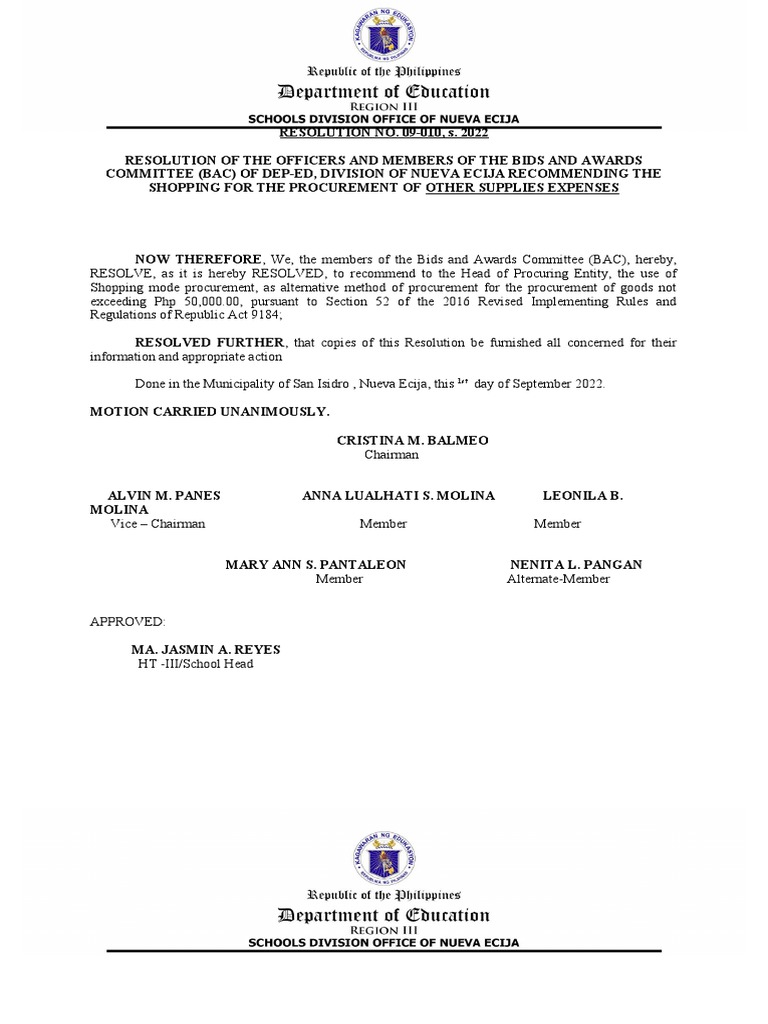 BAC RESO SHOPPING - Doc Sept 22 | PDF