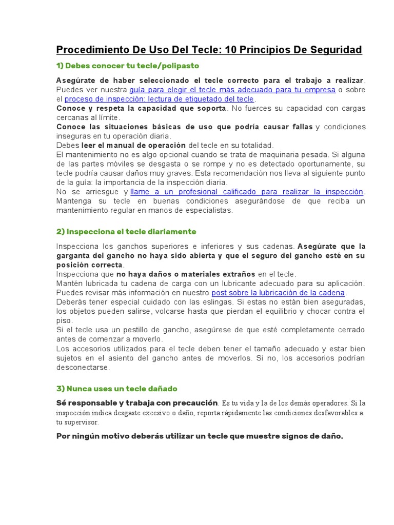 Procedimiento de Uso Del Tecle | PDF | Soldadura | Construcción