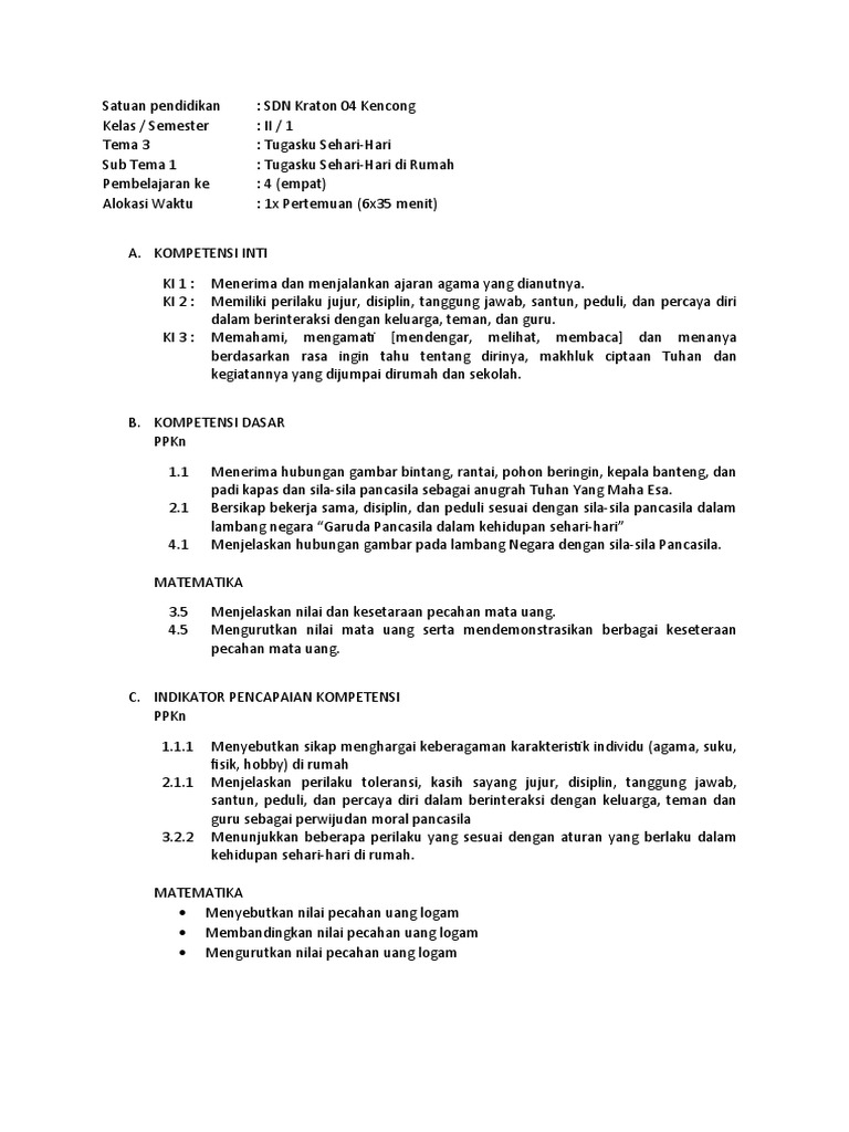 RPP Kelas Rendah | PDF